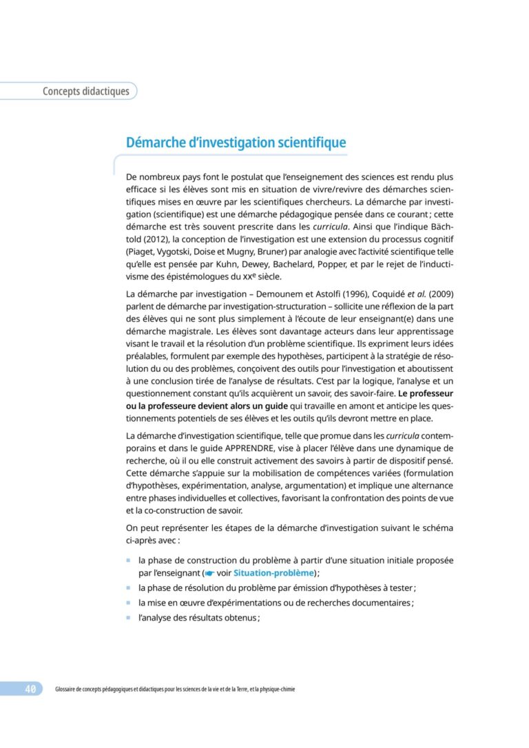Ressource : Glossaire pour renforcer la formation en didactique des sciences – APPRENDRE (Appui ...